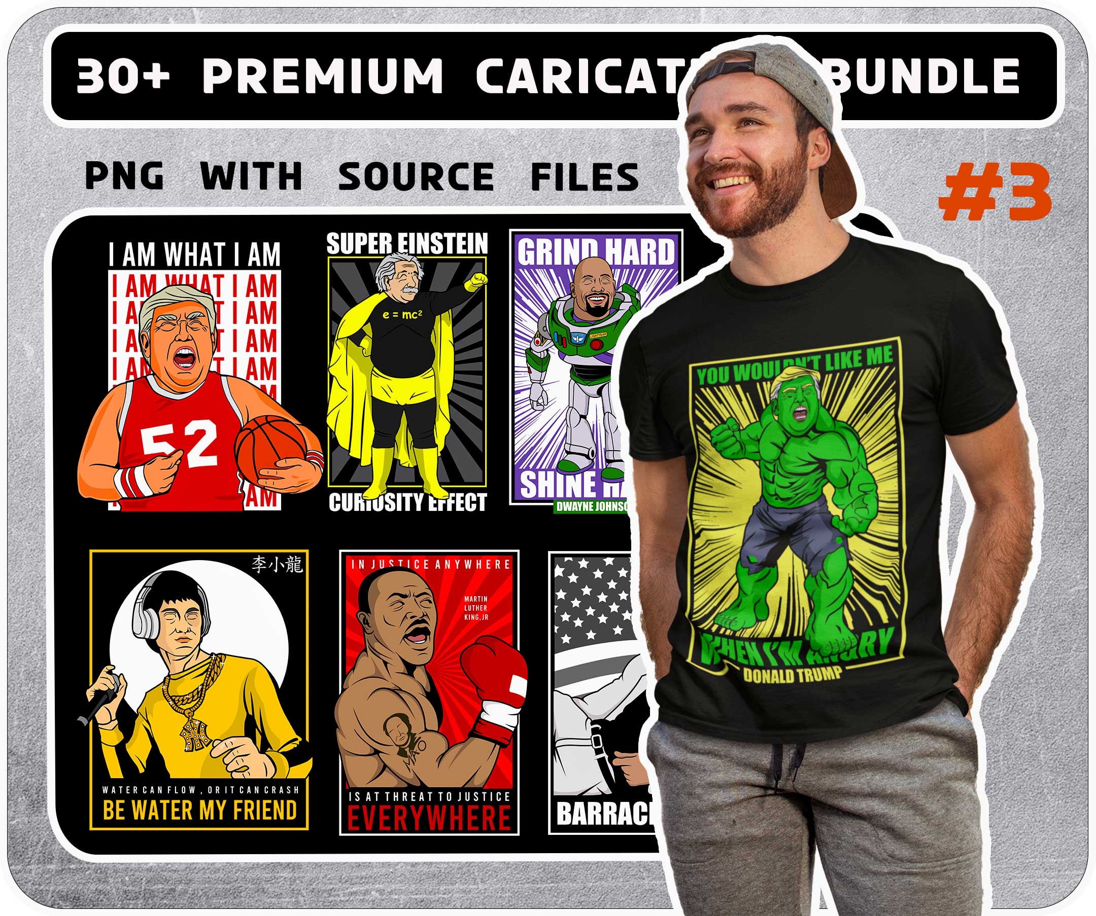 Caricature T-shirt Designs: Hip Hop & Western Bundle (PNG, AI) - Etsy