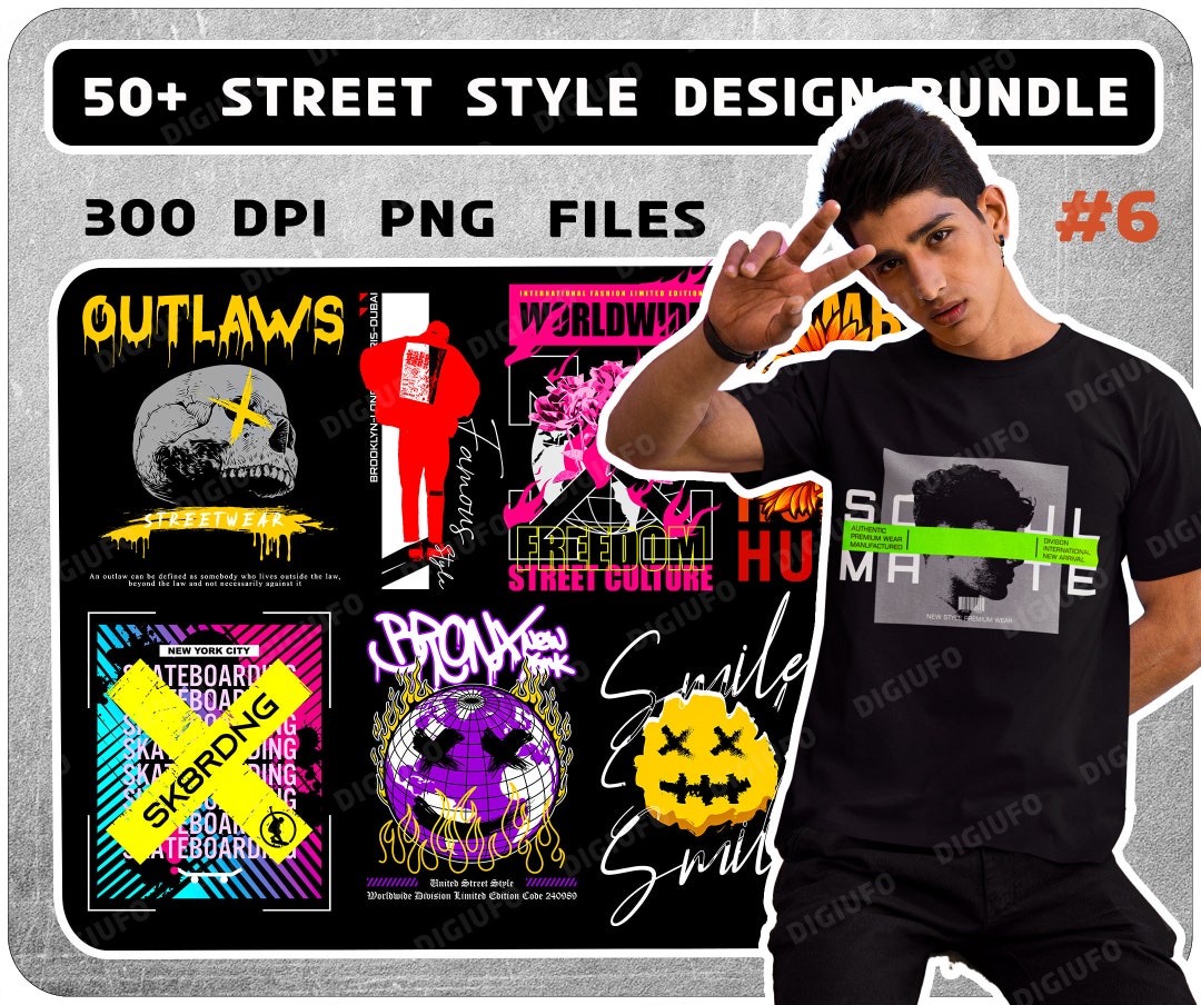 50 + Premium Streetwear Urban Style Design Bundle, Modern T-shirt ...
