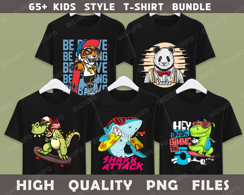 Kids Cartoon T-shirt PNG Clipart Bundle (digital Download) - Etsy