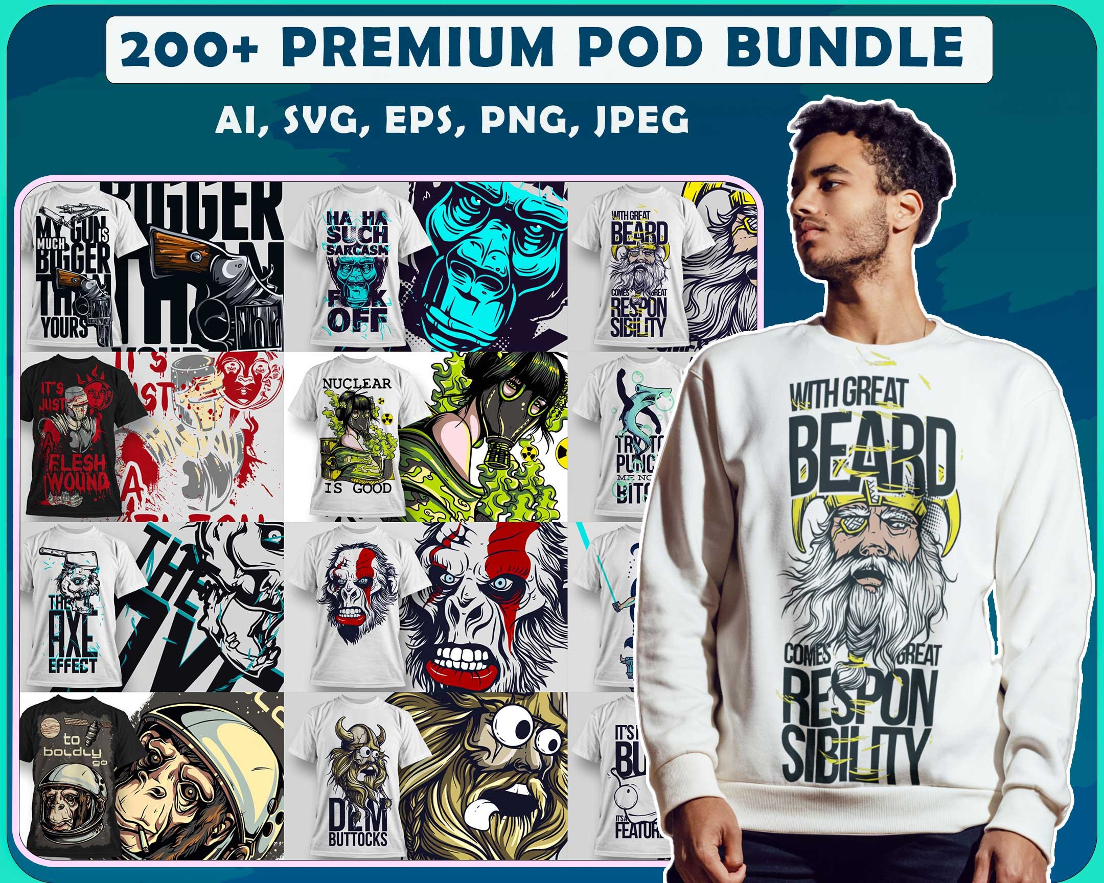200 Premium T-shirt Pod Design Bundle High Quality Print - Etsy