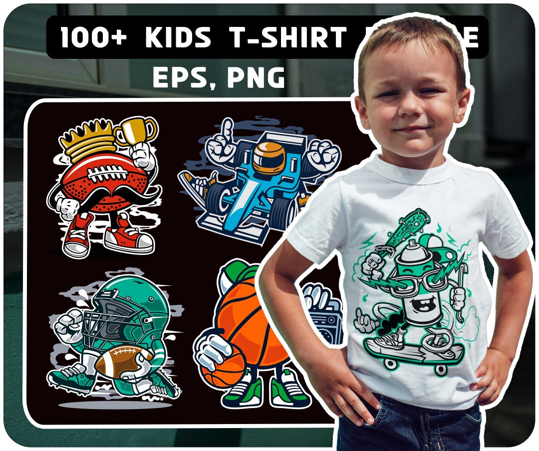 100+ Kids T-shirt Bundle -cartoon Style Kids Digital Set - Clipart ...