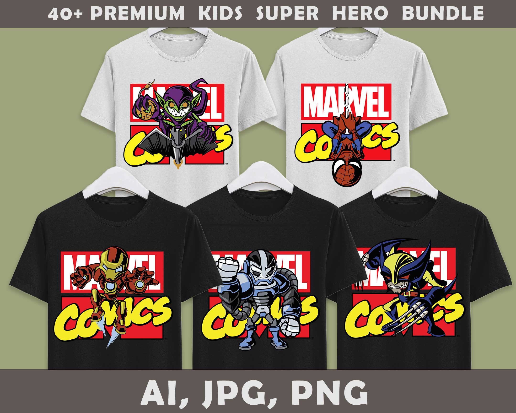 40 Kids Superhero Bundle super Heroes Kids Digital Set - Etsy