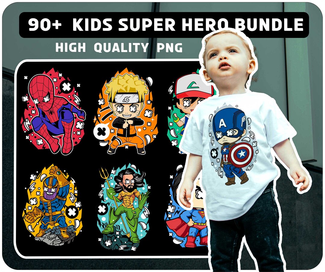 Kids Superhero Clipart Bundle: 90+ PNG Images (digital Download) - Etsy