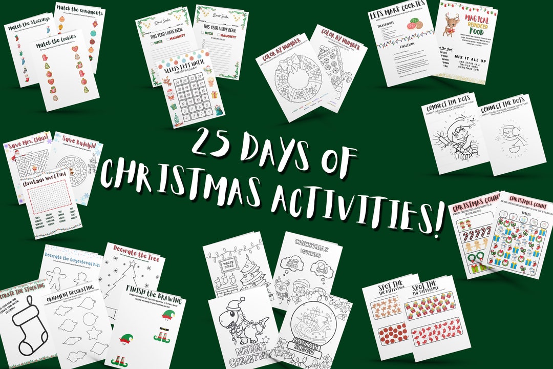 25 Days of Chirstmas Activities for Kids, Printable Activity Bundle ...