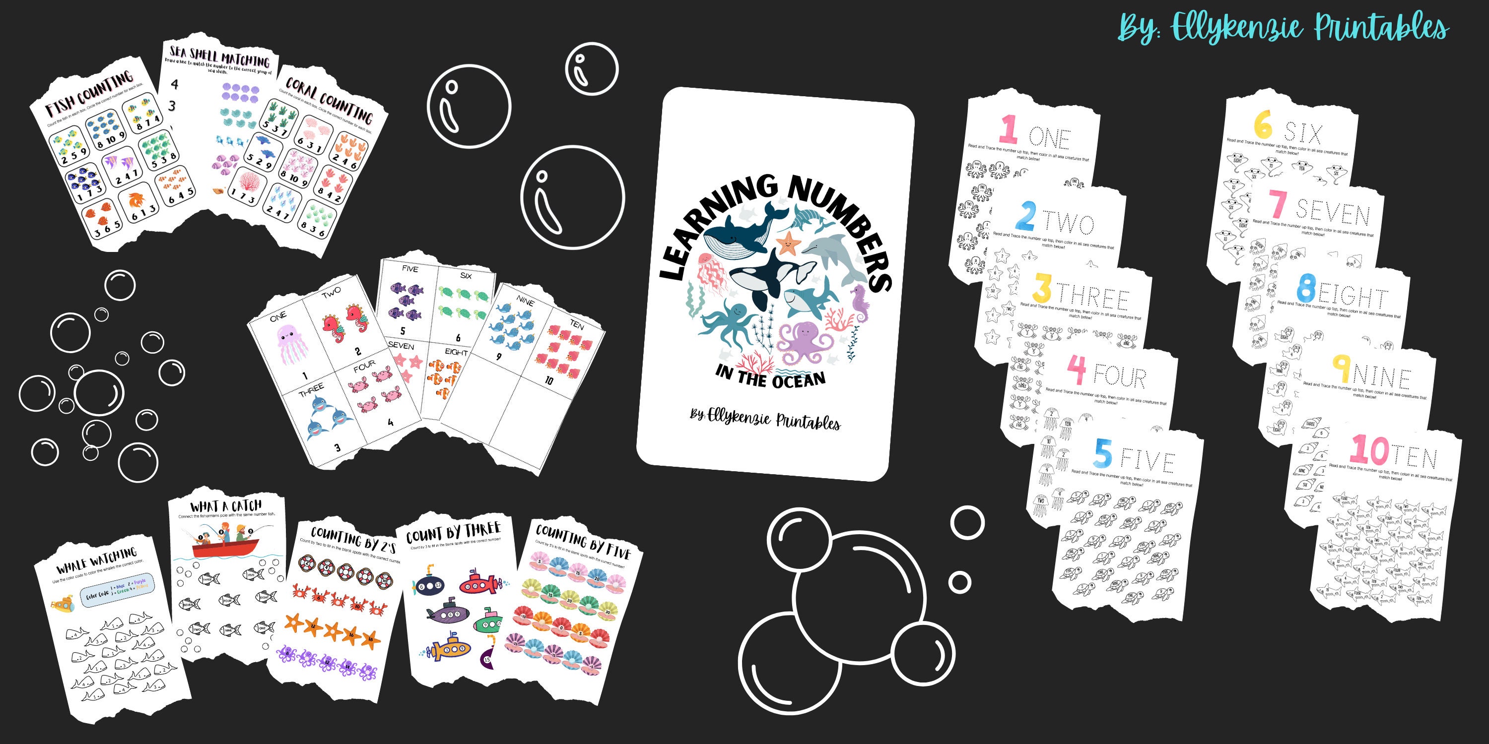 Printable Ocean Themed Number Worksheets, Preschool Worksheets ...