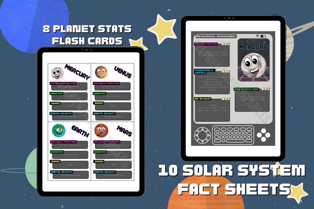 Printable Solar System Bundle - Planet Fact Sheets - Planet Flash Cards ...