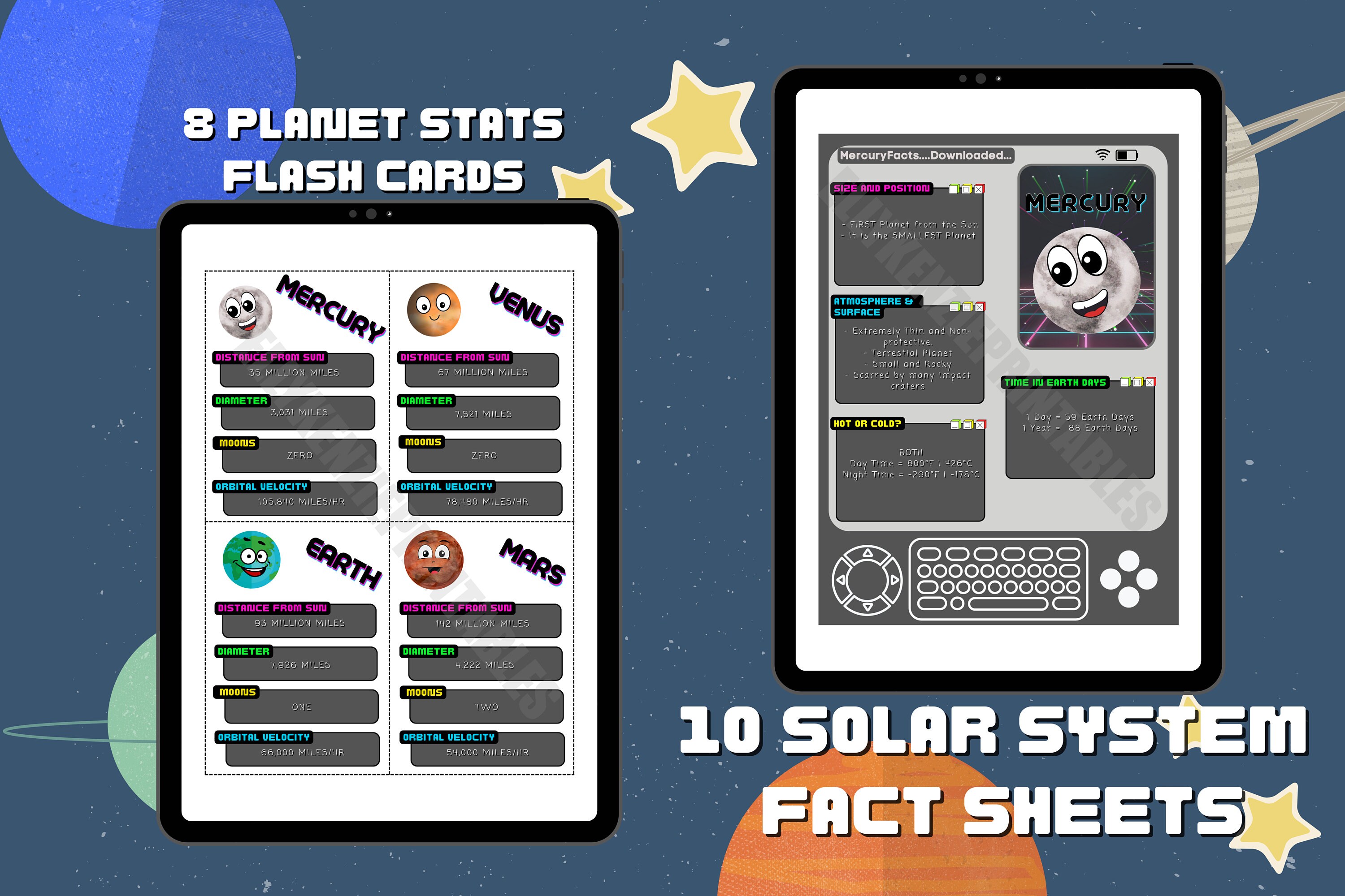 Printable Solar System Bundle - Planet Fact Sheets - Planet Flash Cards ...