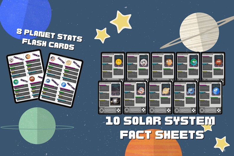 Printable Solar System Bundle - Planet Fact Sheets - Planet Flash Cards ...