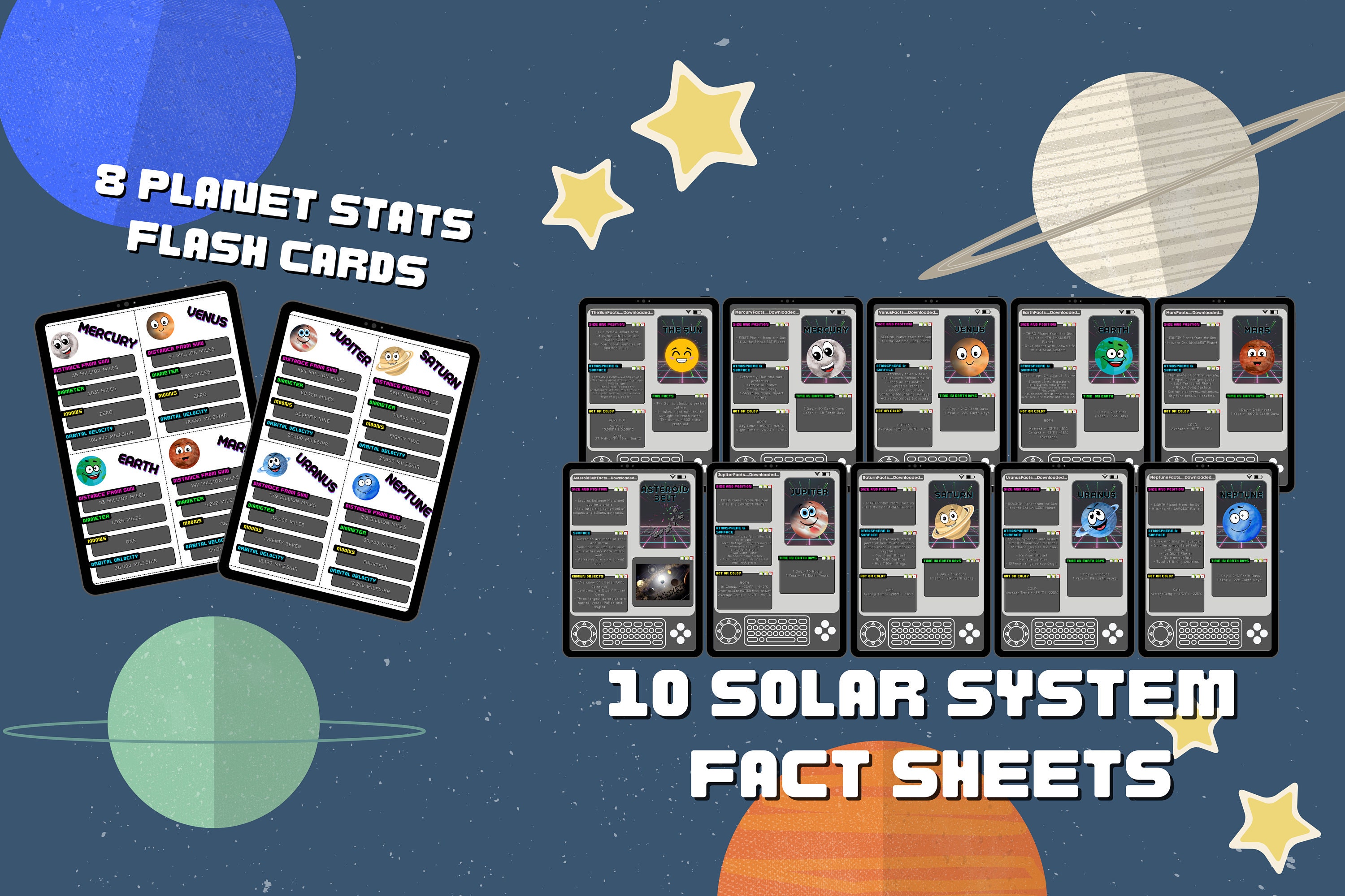 Printable Solar System Bundle - Planet Fact Sheets - Planet Flash Cards ...