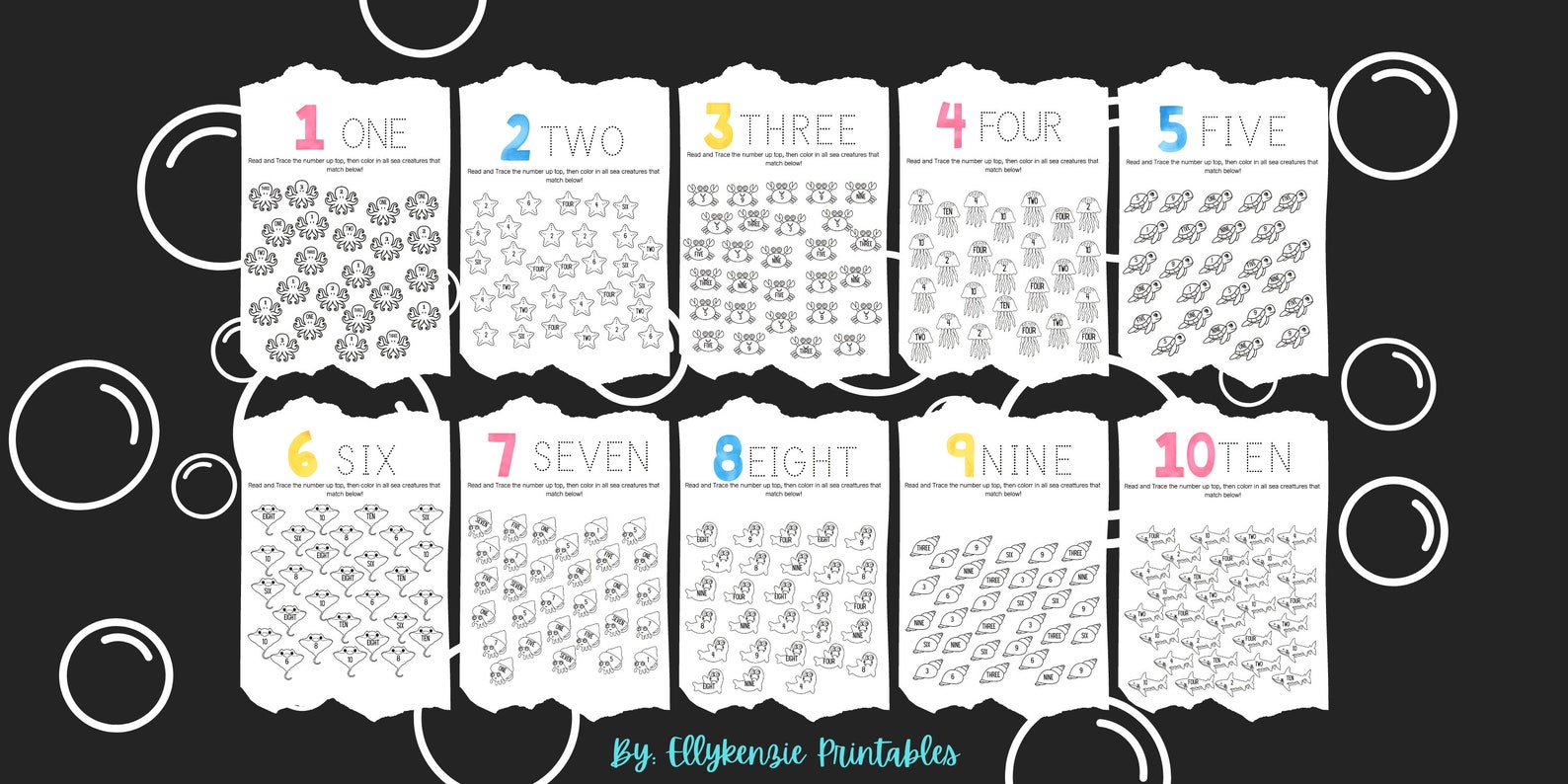 Printable Ocean Themed Number Worksheets, Preschool Worksheets ...