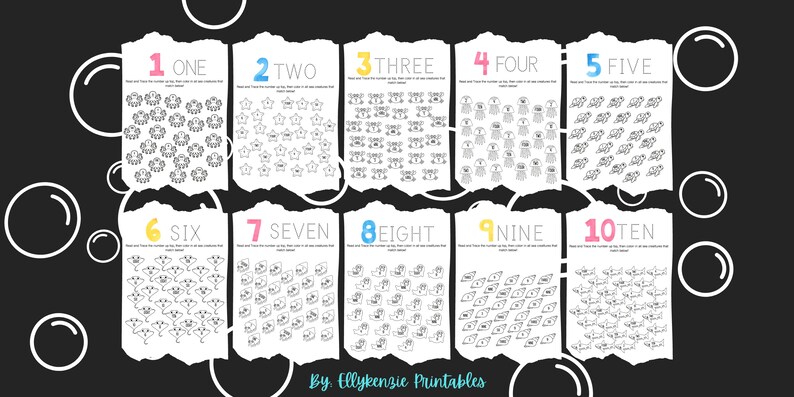 Printable Ocean Themed Number Worksheets, Preschool Worksheets ...