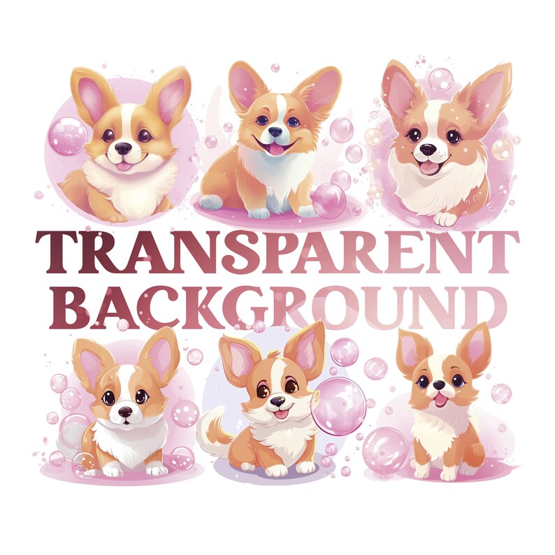 Corgi Clipart, Corgi PNG, Cute Illustrations for Corgi Lovers, Kawaii ...