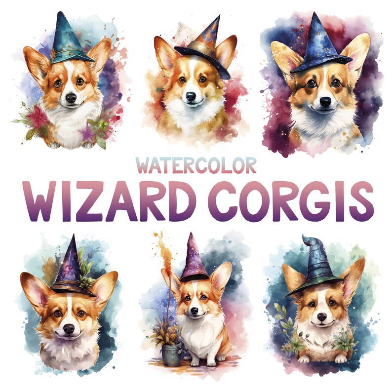 Corgi PNG, Wizard Corgi Watercolor Clipart, Digital Download, Cute ...