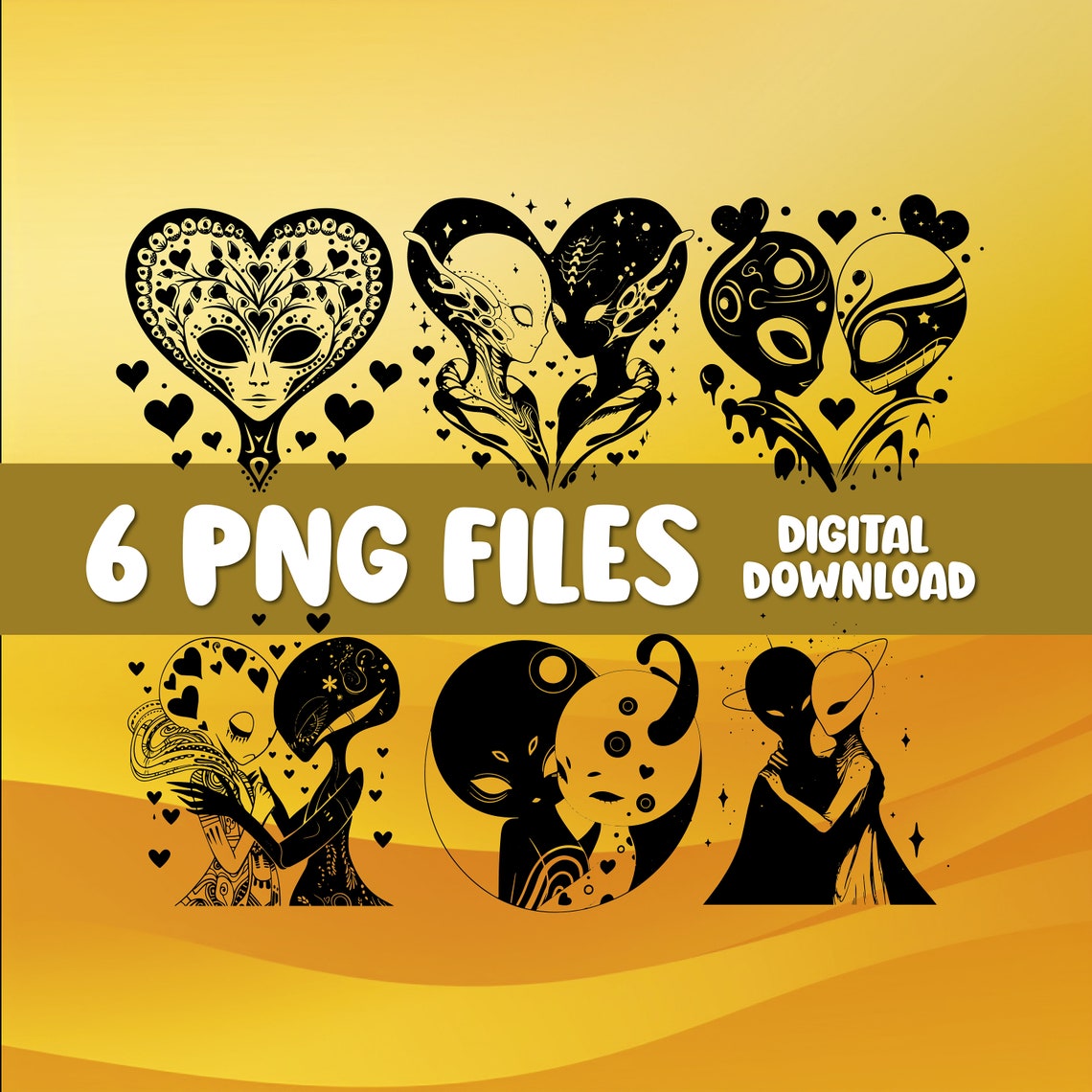 Alien Clipart Alien Love PNG Alien Couple Sticker Love - Etsy