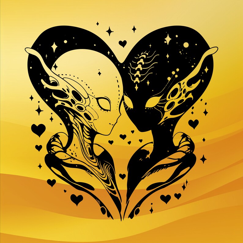 Alien Clipart Alien Love PNG Alien Couple Sticker Love - Etsy