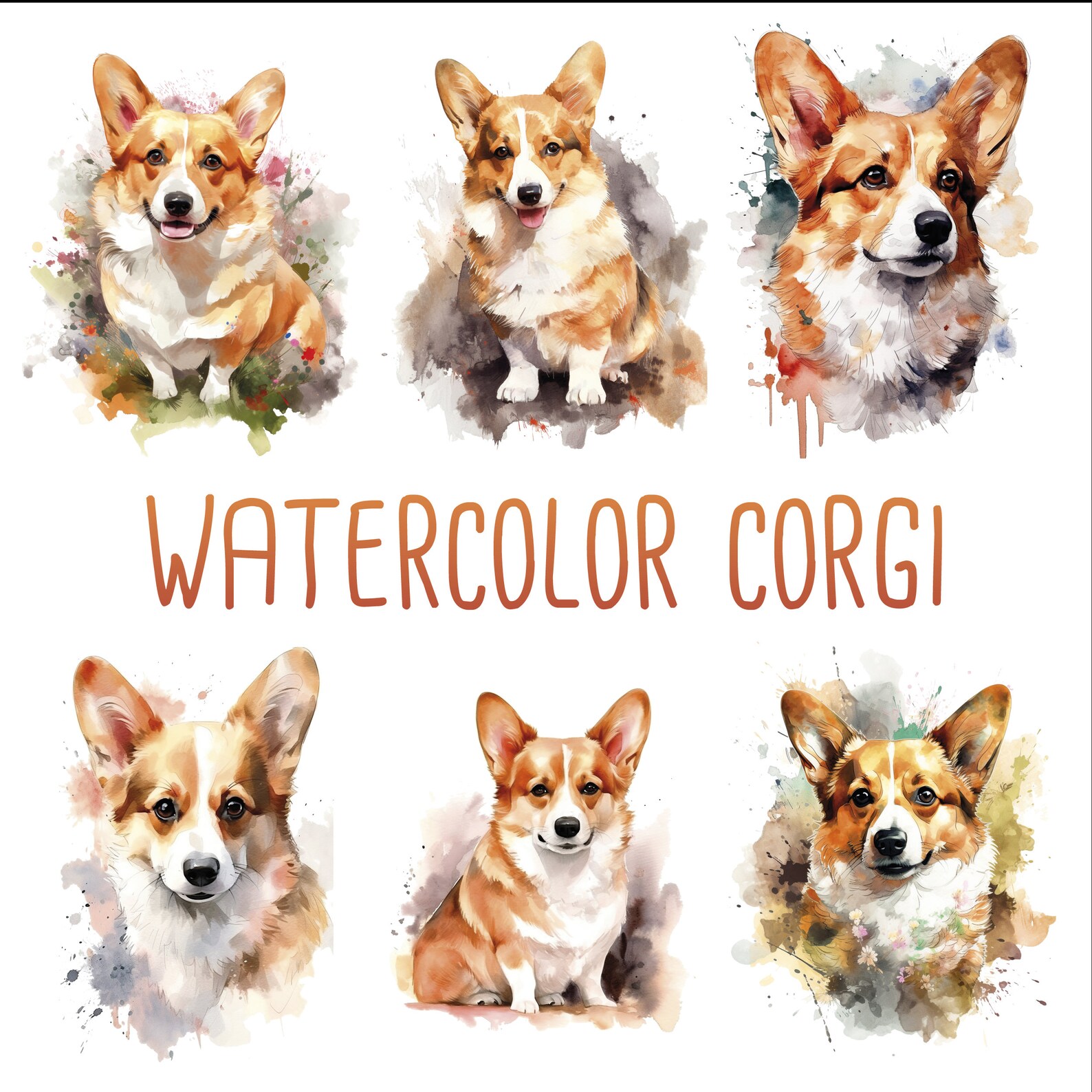 Corgi Watercolor, Corgi PNG, Watercolor Clipart, Cute Animal Clipart ...