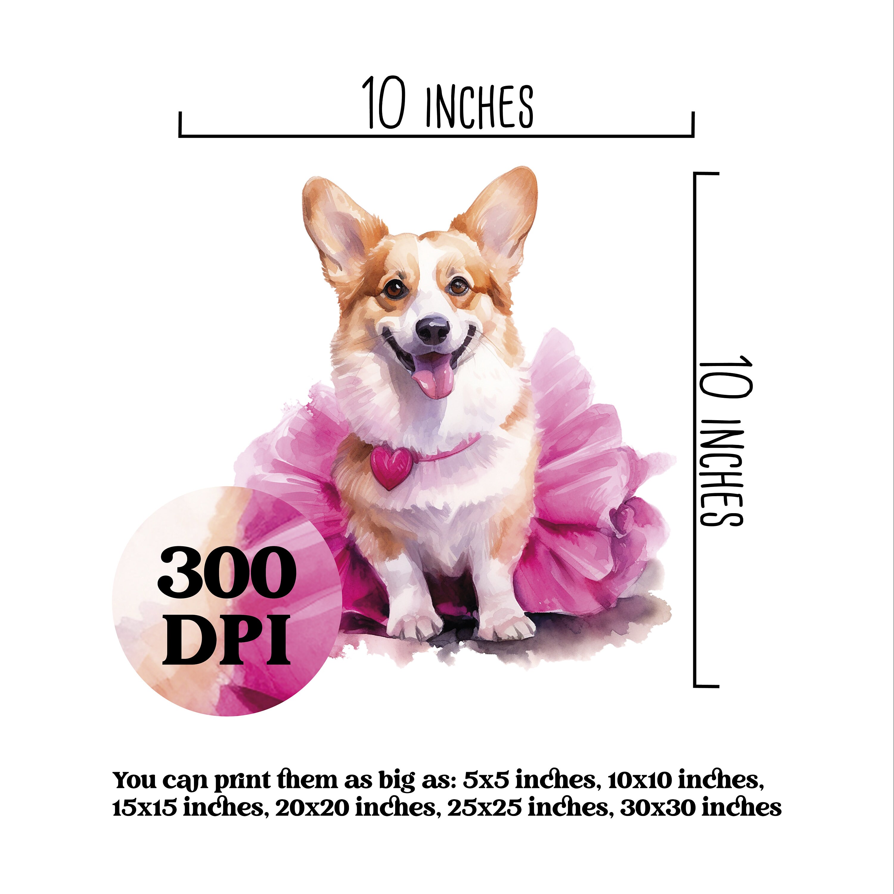 Watercolor Pink Fashion Corgi PNG, Corgi Sublimation PNG, Watercolor ...