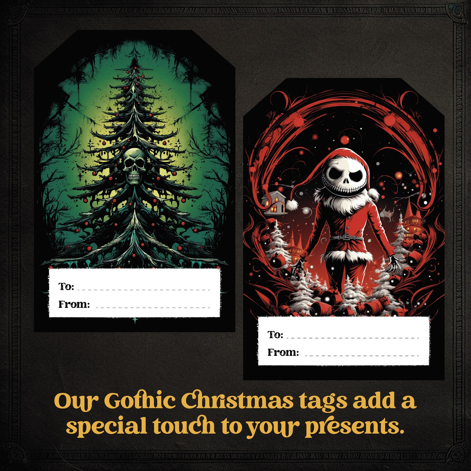 Gothic Christmas Gift Tags, Printable Gothic Art Gift Tags ...