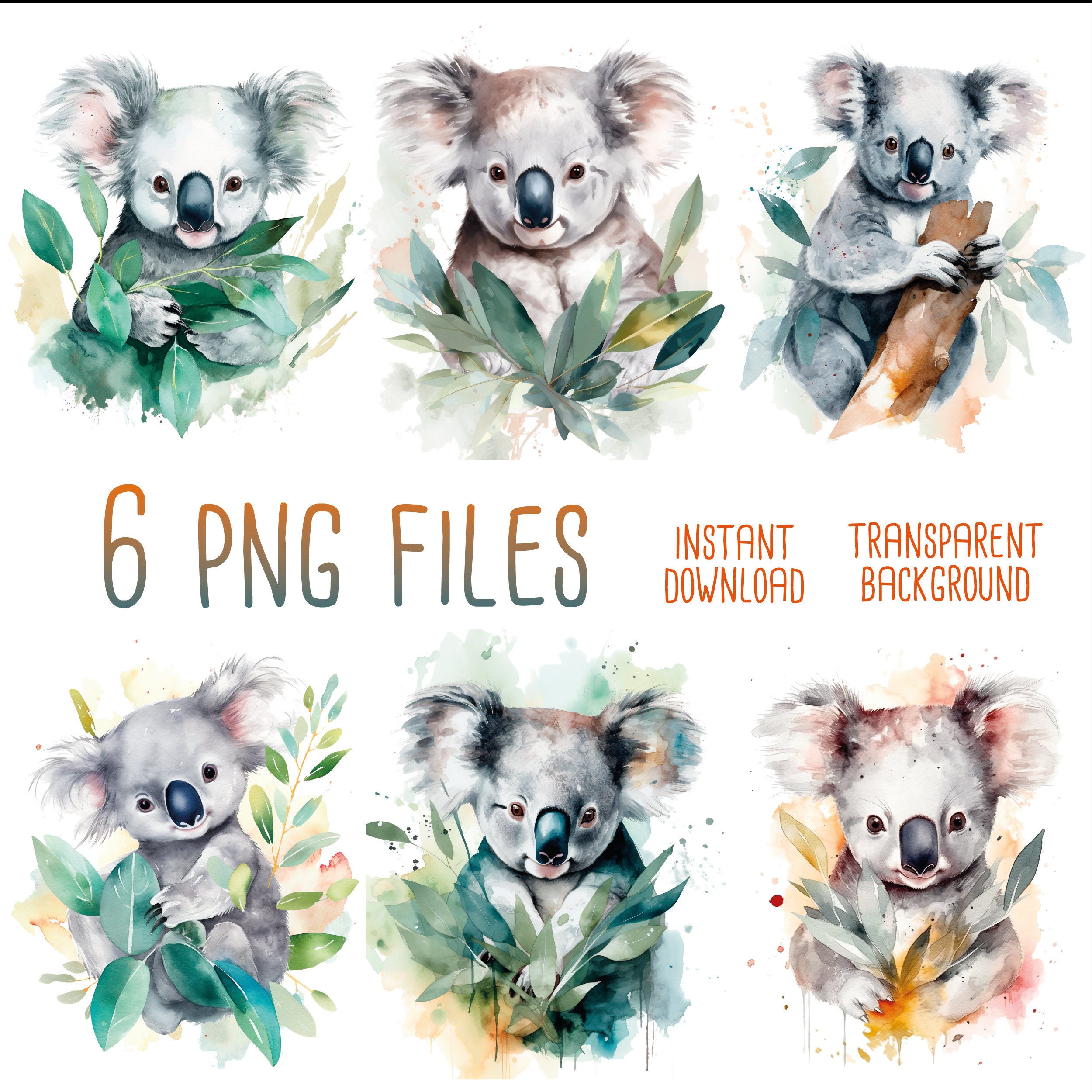 Koala Watercolor Clipart, Watercolor Koala, Koala PNG, Cute Animal ...