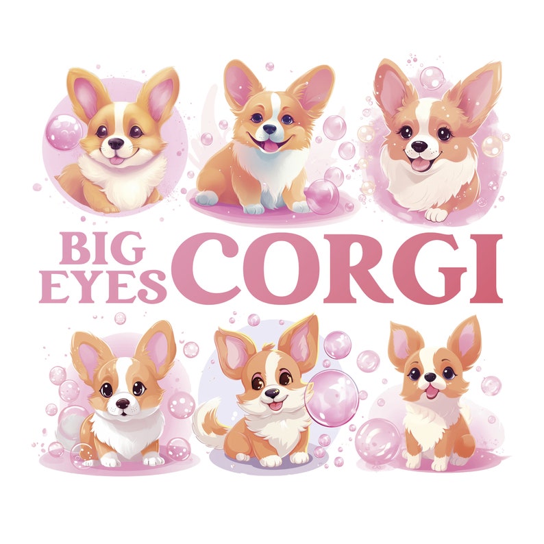 Corgi Clipart, Corgi PNG, Cute Illustrations for Corgi Lovers, Kawaii ...