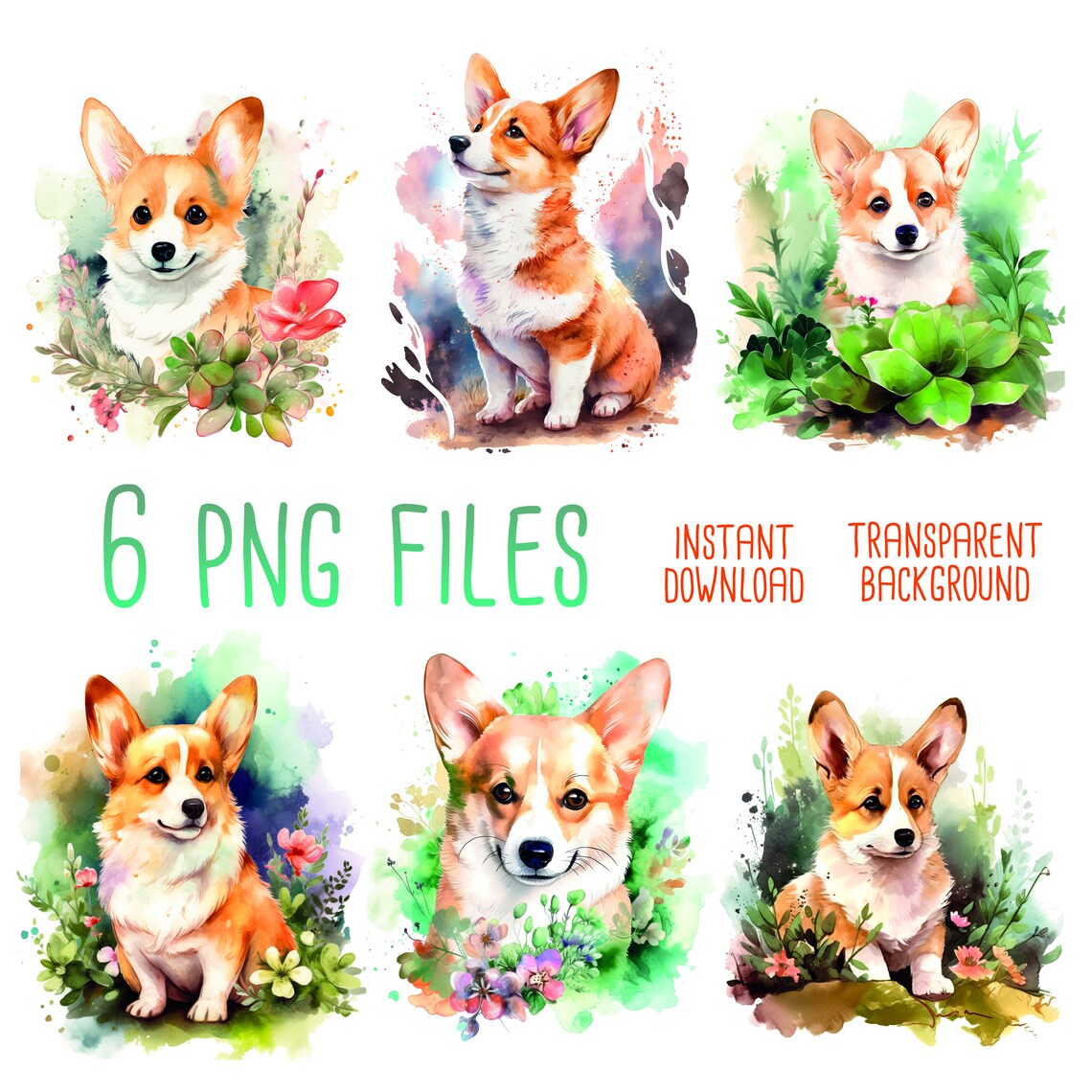 Corgi Watercolor PNG, Corgi Puppy Clipart, Transparent Background ...