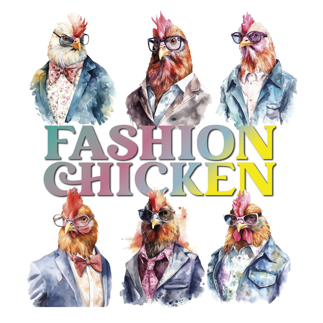 Chicken PNG, Fashion Chicken Clipart Watercolor, Farm Animals PNG ...