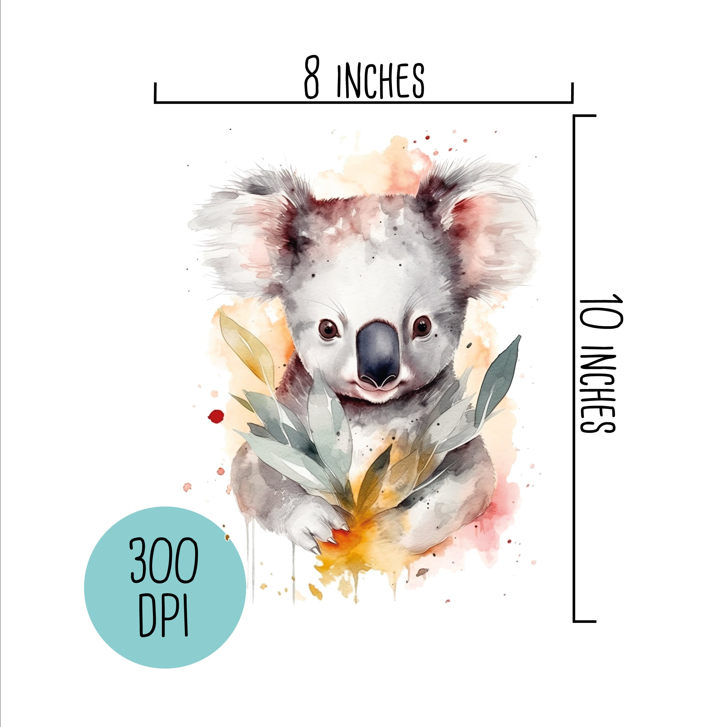 Koala Watercolor Clipart, Watercolor Koala, Koala PNG, Cute Animal ...