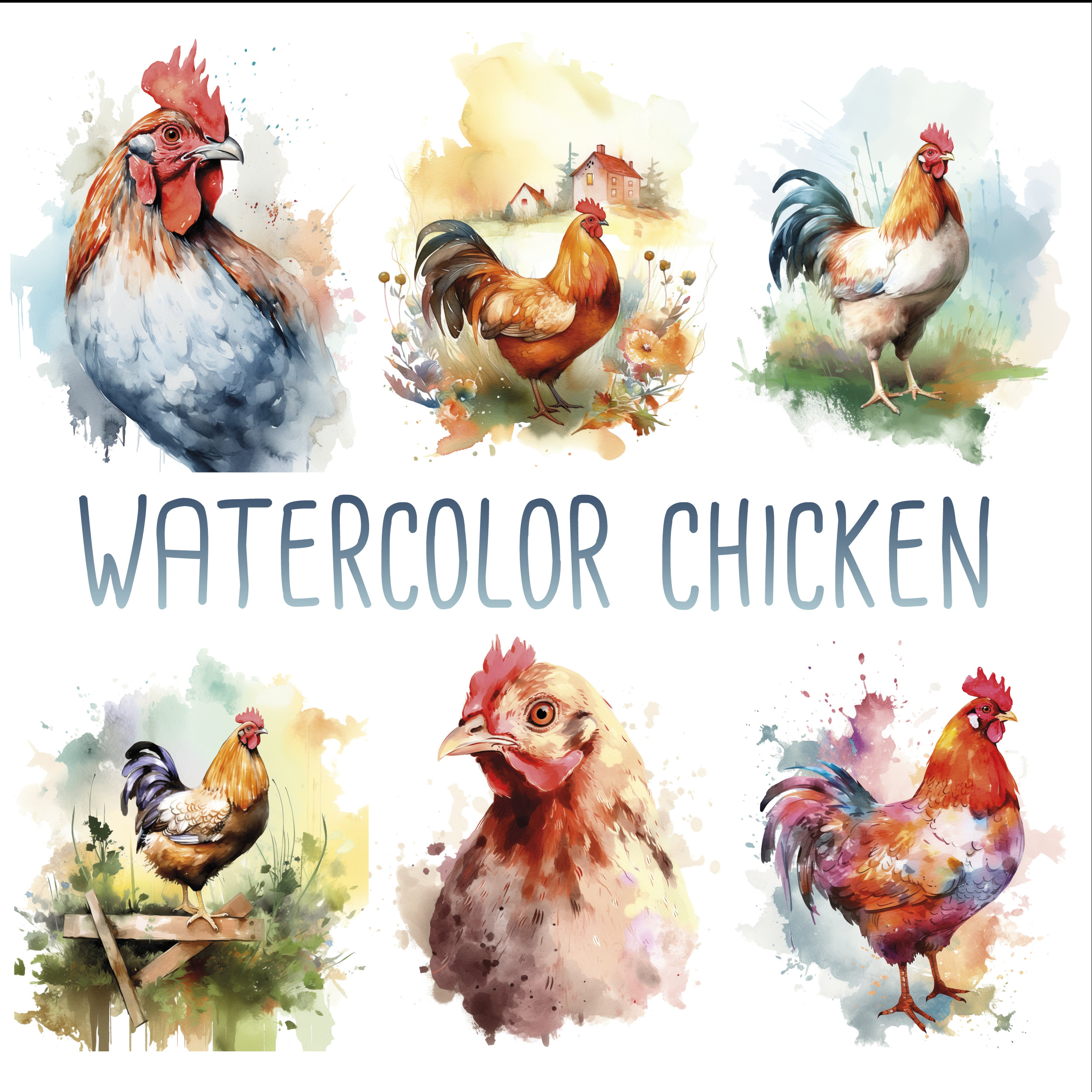 Watercolor Chicken, Chicken Clipart Watercolor PNG, Watercolor Painting ...