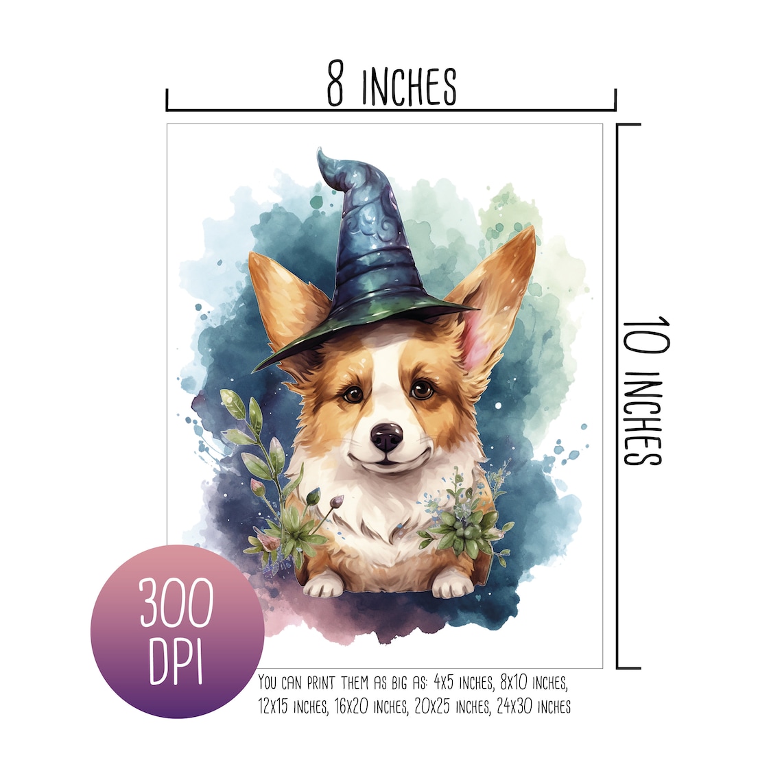 Corgi PNG, Wizard Corgi Watercolor Clipart, Digital Download, Cute ...