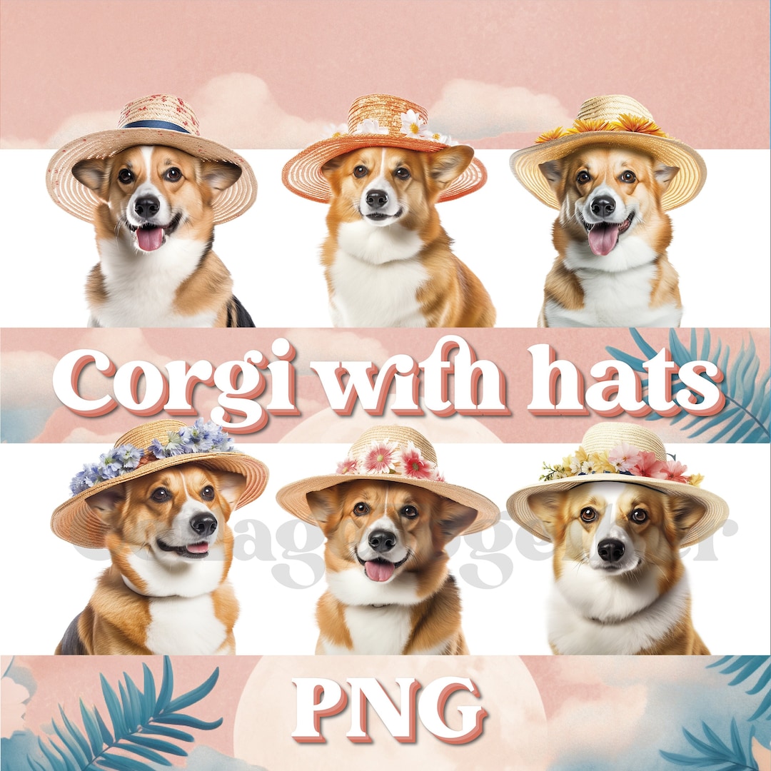 Corgi PNG, Corgi With Hats, Corgi Sublimation PNG, Digital Download ...