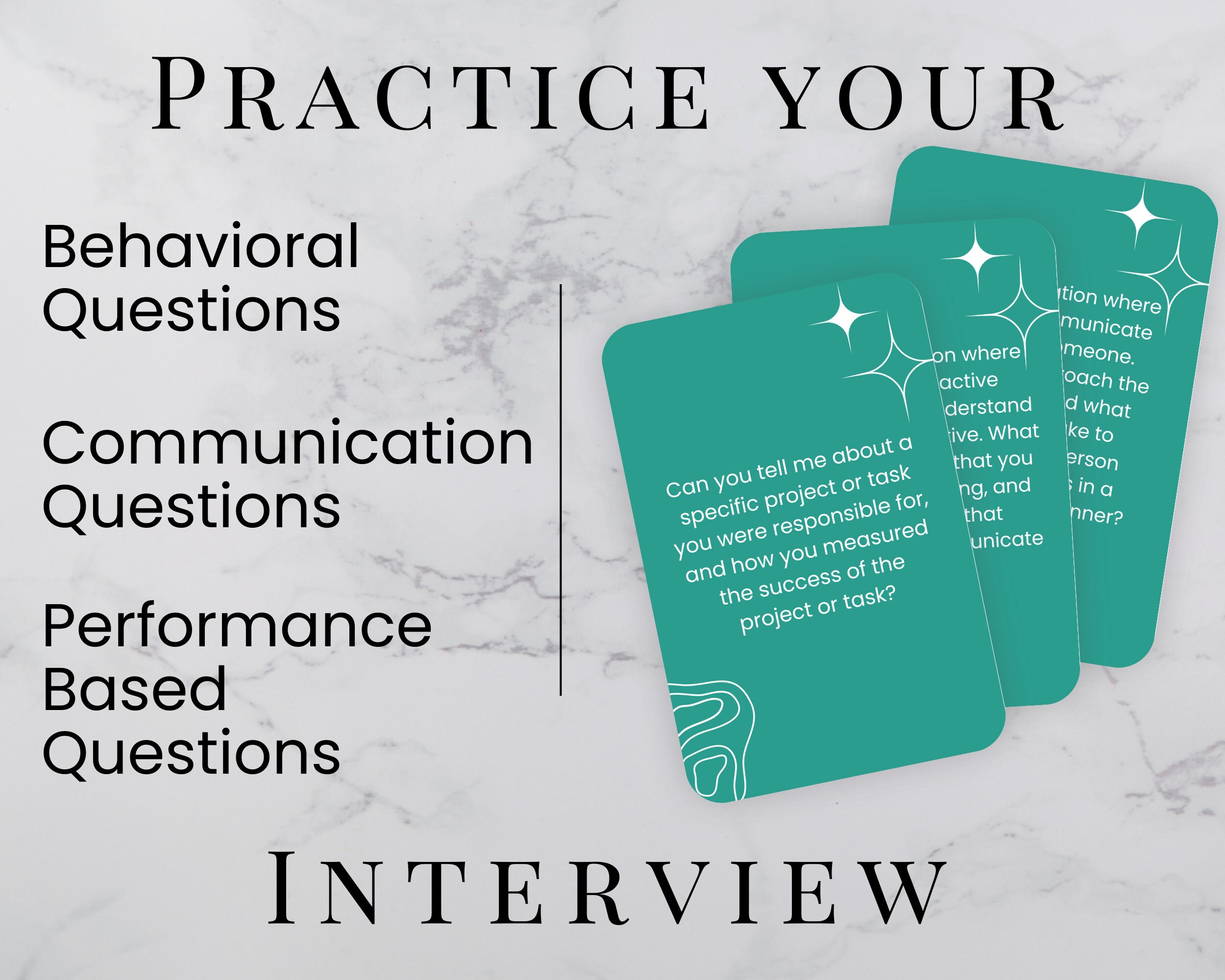 Mock Interview Preparation Flash Cards | INSTANT DOWNLOAD | Behavioral ...