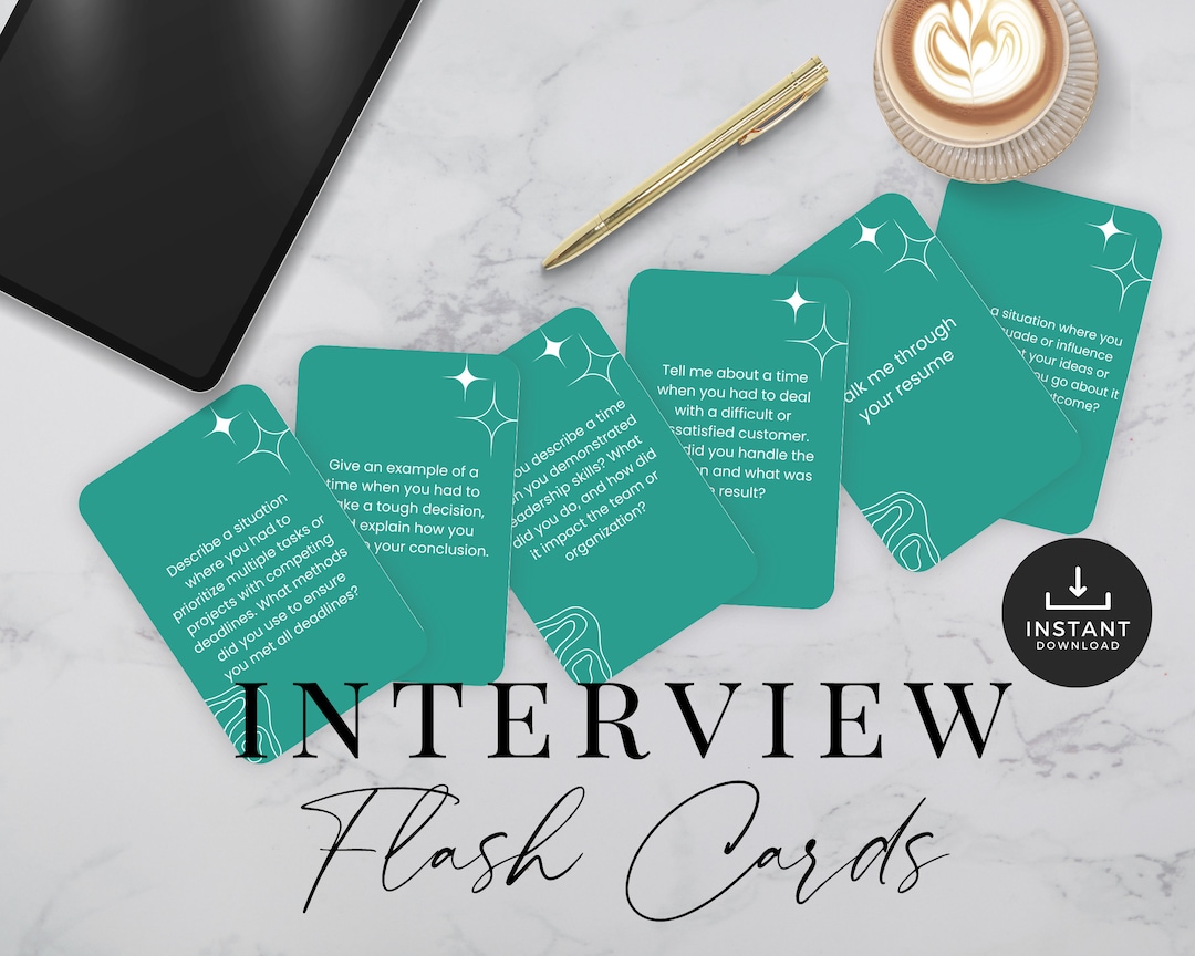 Mock Interview Preparation Flash Cards | INSTANT DOWNLOAD | Behavioral ...