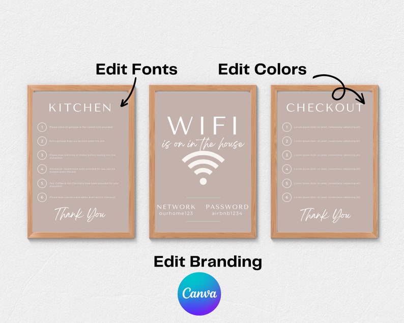 Air Bnb Printable Signs Canva Template INSTANT DOWNLOAD - Etsy