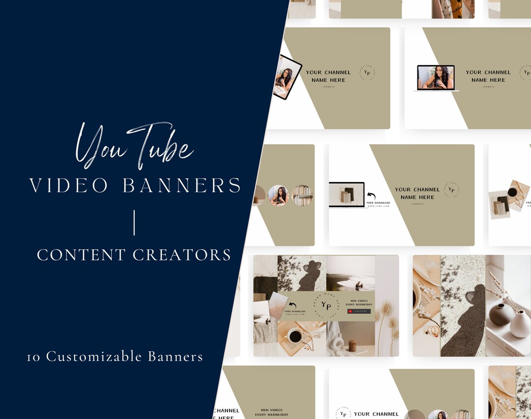 Youtube Banners Template Canva INSTANT DOWNLOAD Aesthetic Minimal ...