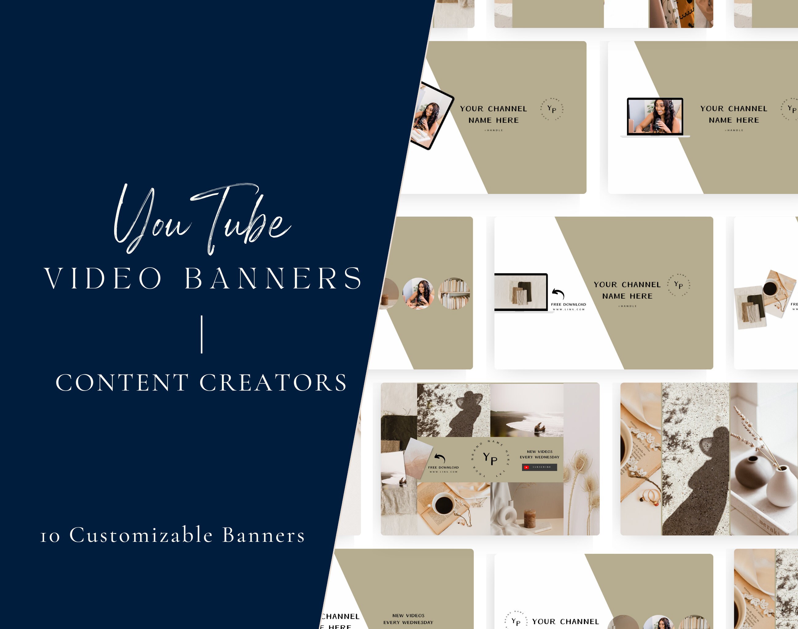 Youtube Banners Template Canva INSTANT DOWNLOAD Aesthetic Minimal ...