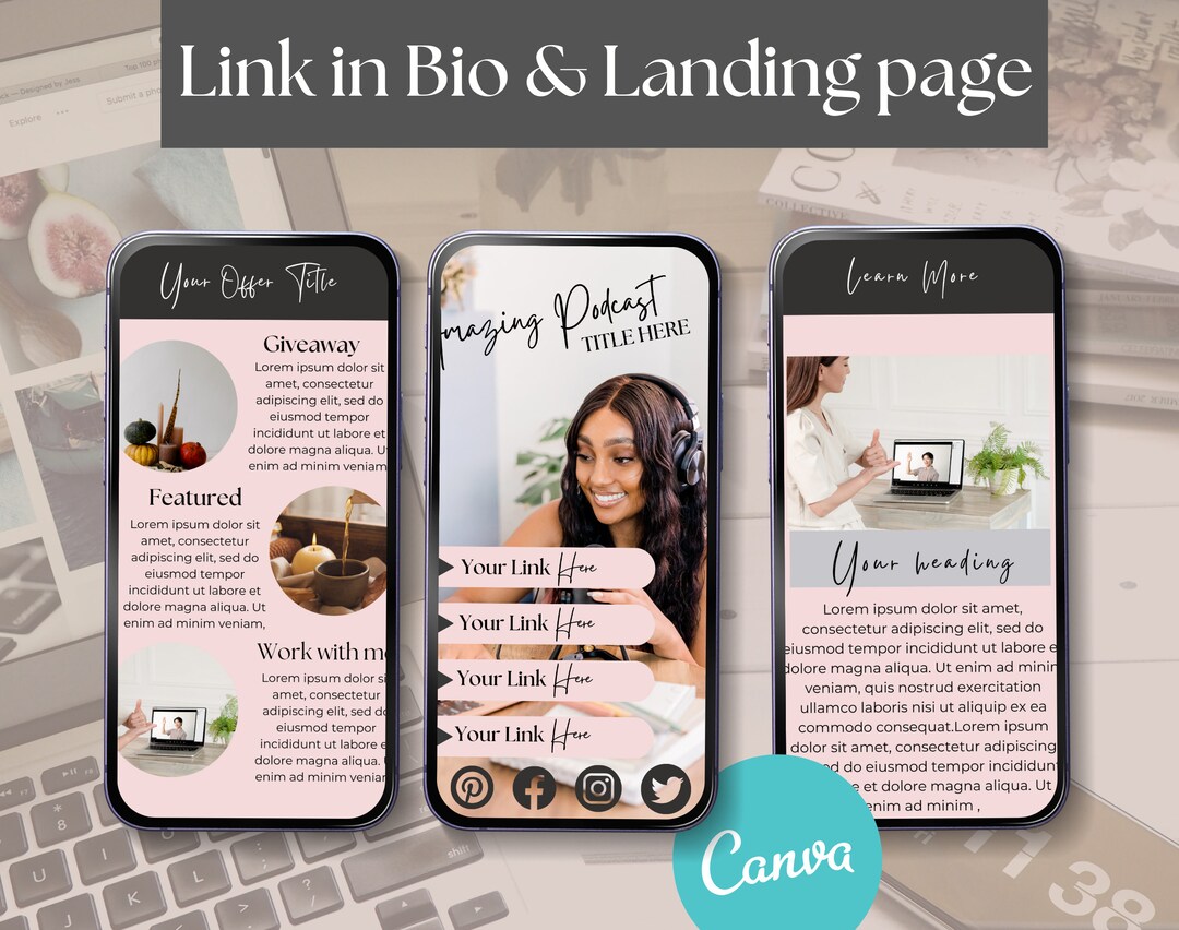 Instagram Landing Page Template & Link in Bio INSTANT DOWNLOAD Canva ...
