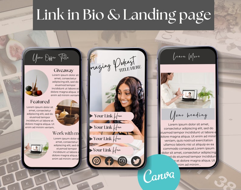 Instagram Landing Page Template & Link in Bio INSTANT DOWNLOAD Canva ...