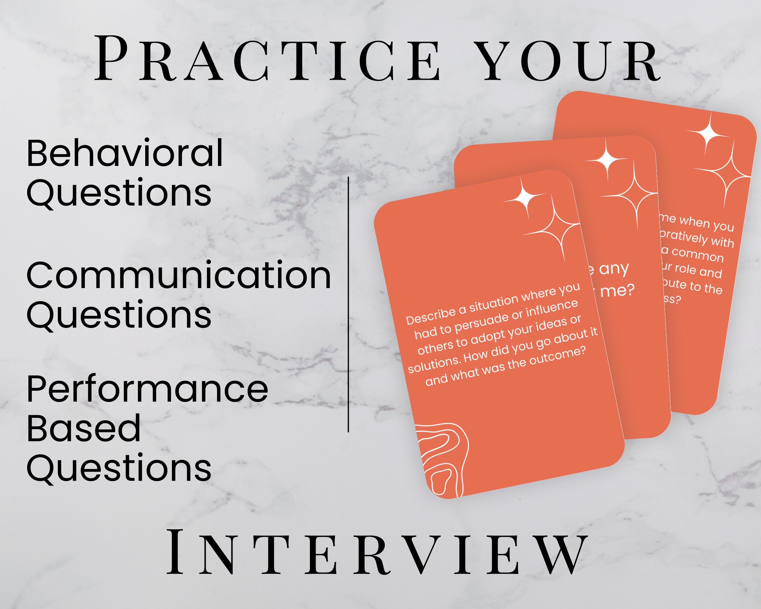 Interview Preparation Flash Cards INSTANT DOWNLOAD Behavioral Questions ...