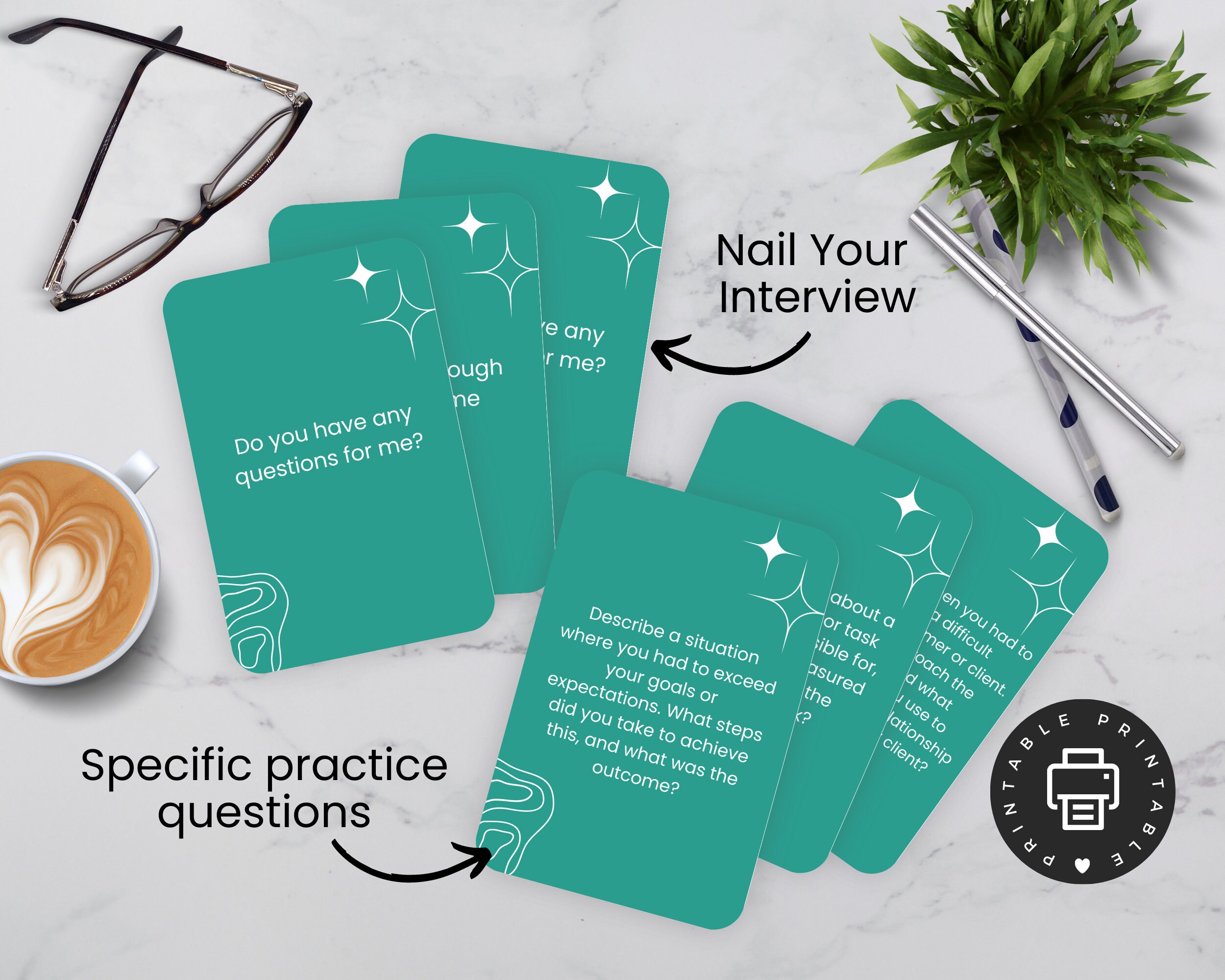 Mock Interview Preparation Flash Cards | INSTANT DOWNLOAD | Behavioral ...