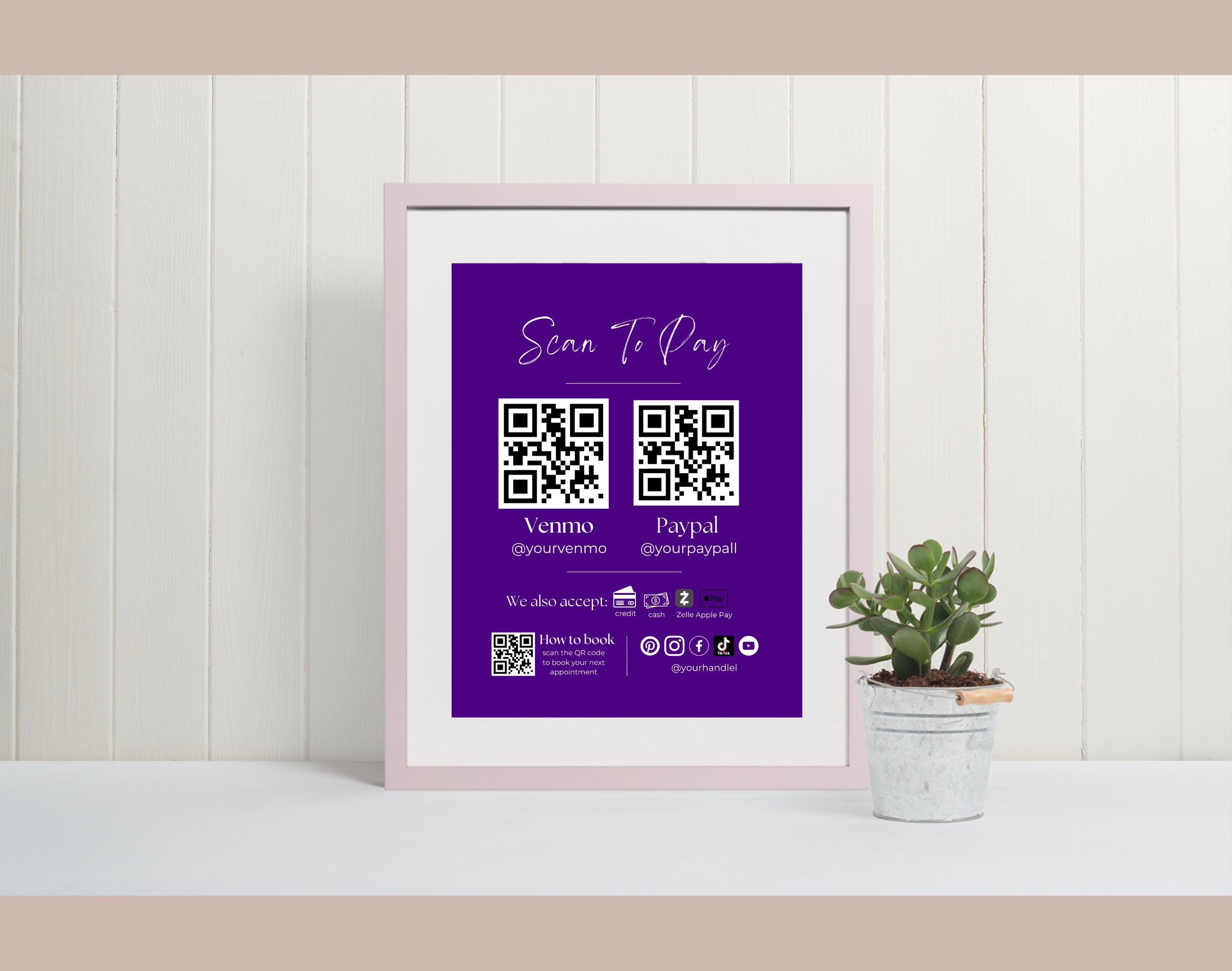 Qr Code Sign Template Editable Scan to Pay Sign Pay Template INSTANT ...