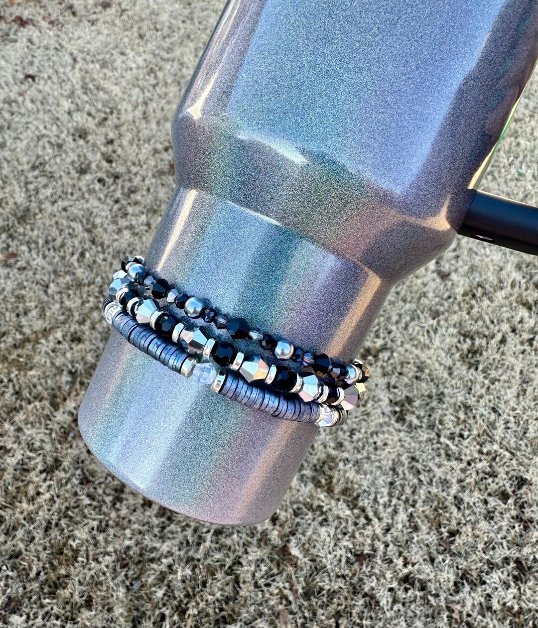 Midnight Glitz Bracelets- Stanley Tumbler Boot Topper/ Charm Stacked ...