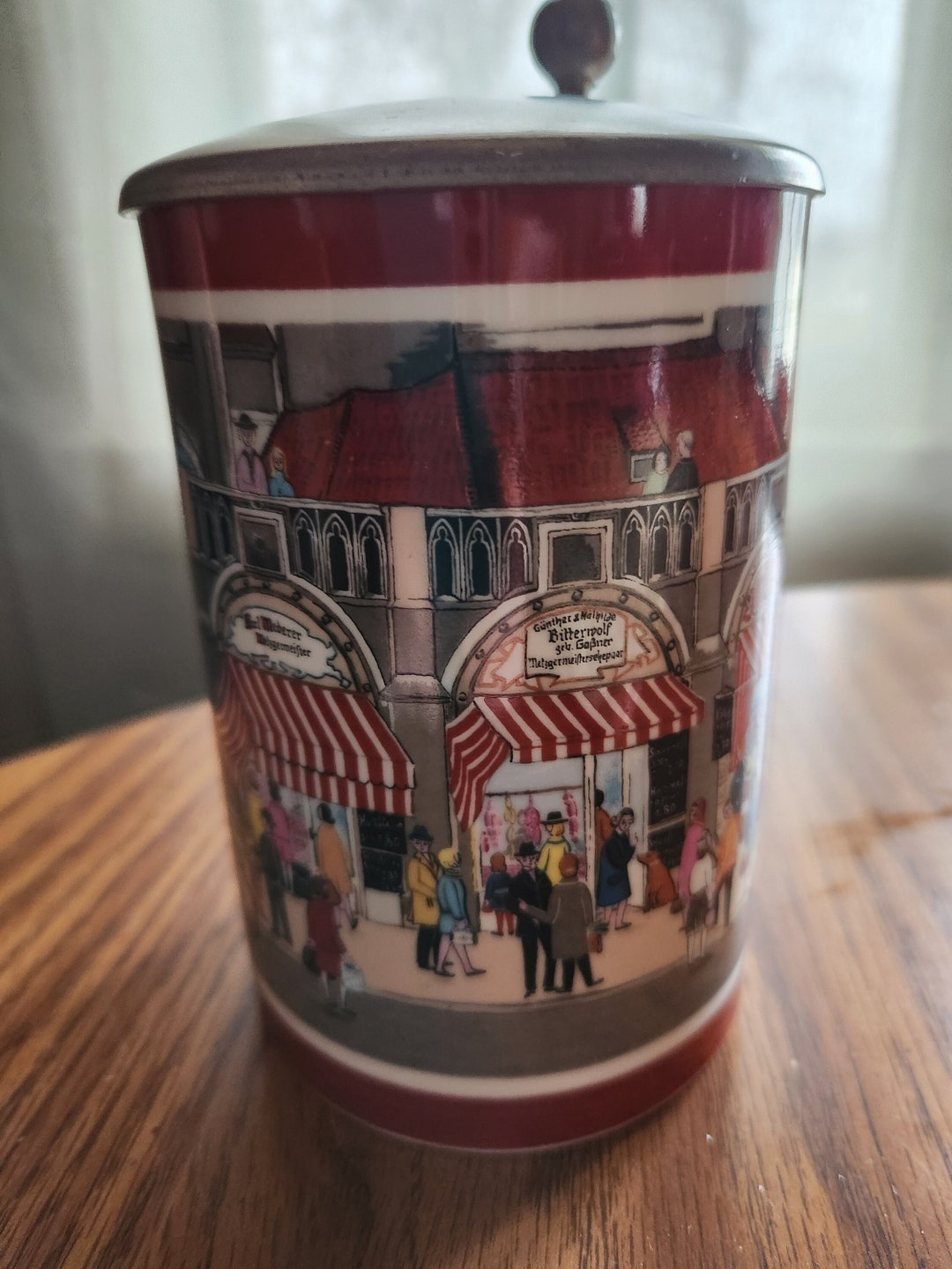 Vintage Pewter Lidded Old Germany Stein Street Scene Von Petra Moll - Etsy