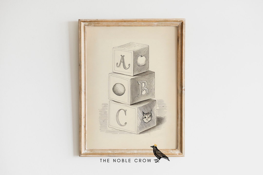 Vintage Toys Letter Blocks | Letter Blocks Print, Nursery Decor ...