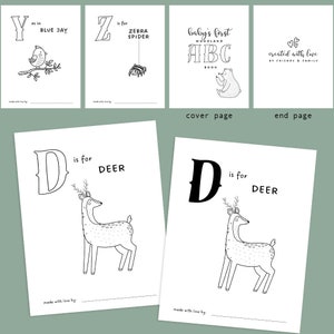 ABC Book Baby Shower Activity, Woodland Animals, Alphabet Coloring Page ...