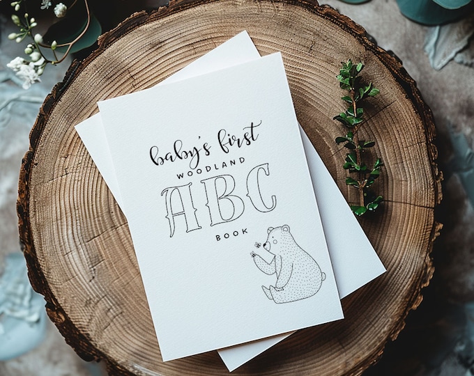 Baby Shower ABC Book Alphabet Coloring Babys First Memory Book Boy Girl ...