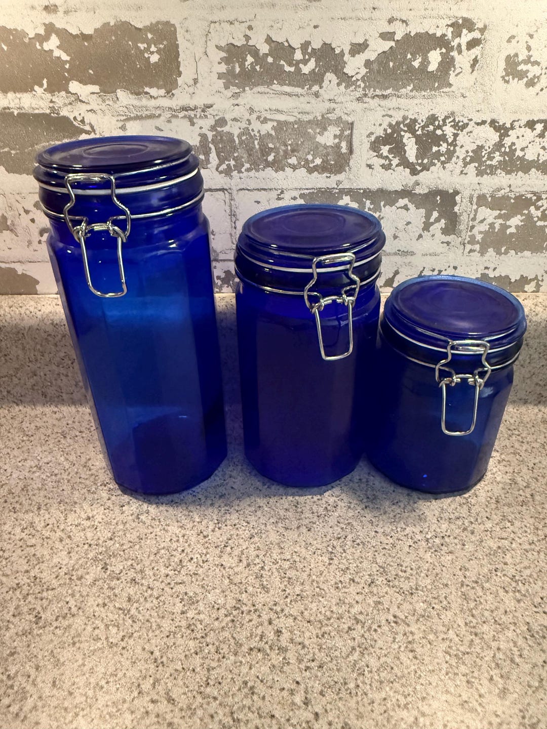 Cobalt Blue Canister Set of 3 - Etsy