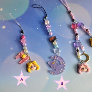 Cute Moon Princess Phone Charm Strap Accessory Anime Key Chain / Kawaii ...