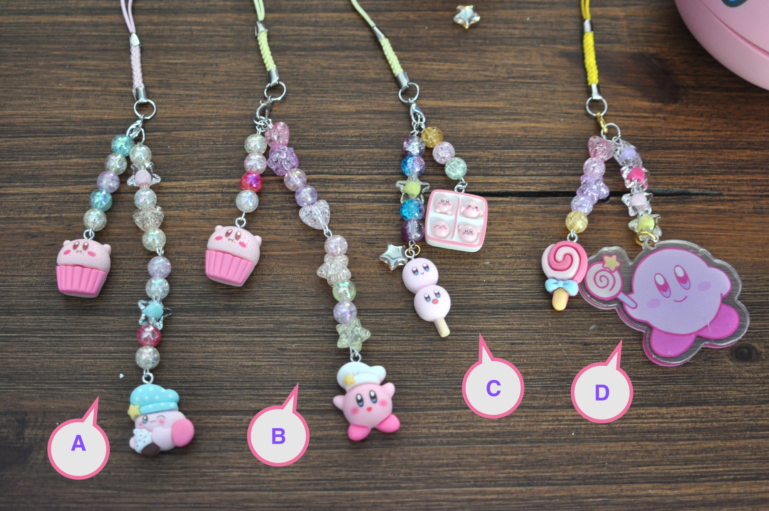 Kawaii Kirby Phone Charms / Kawaii Video Game Character Charms - Etsy