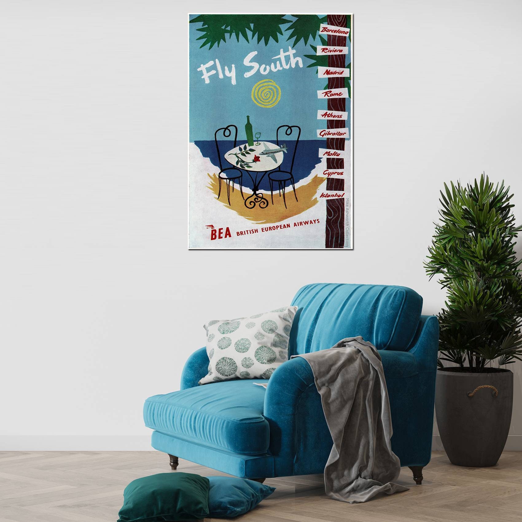 Vintage Airline Posters Fly South Poster Frame Multiple Sizes - Etsy