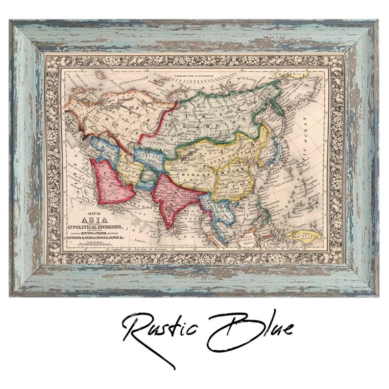 Old Map of Asia 1860 Old Map of Asia Mitchell Poster Frame - Etsy